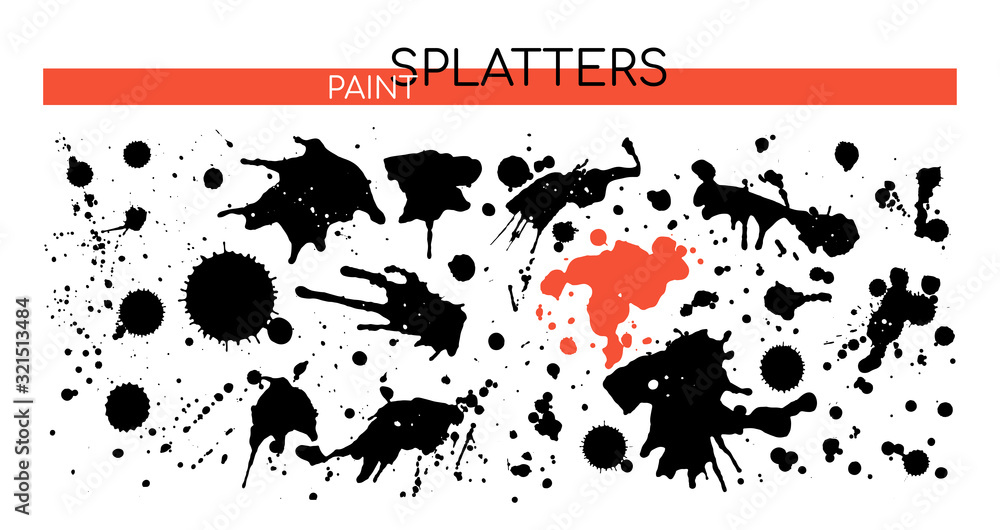 Black paint splatters - set of decorative design elements Stock Vector ...