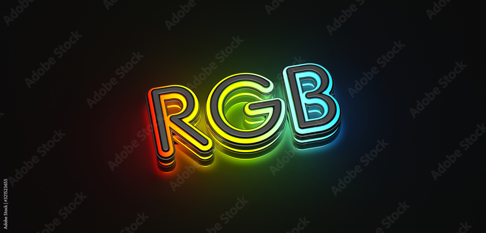 RGB letters with lights on dark background Stock Photo | Adobe Stock