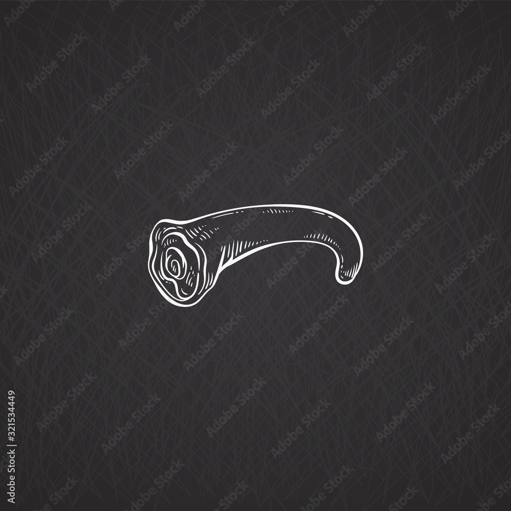 Chalk drawn on blackboard sign of pig tail, vector sketch illustration ...