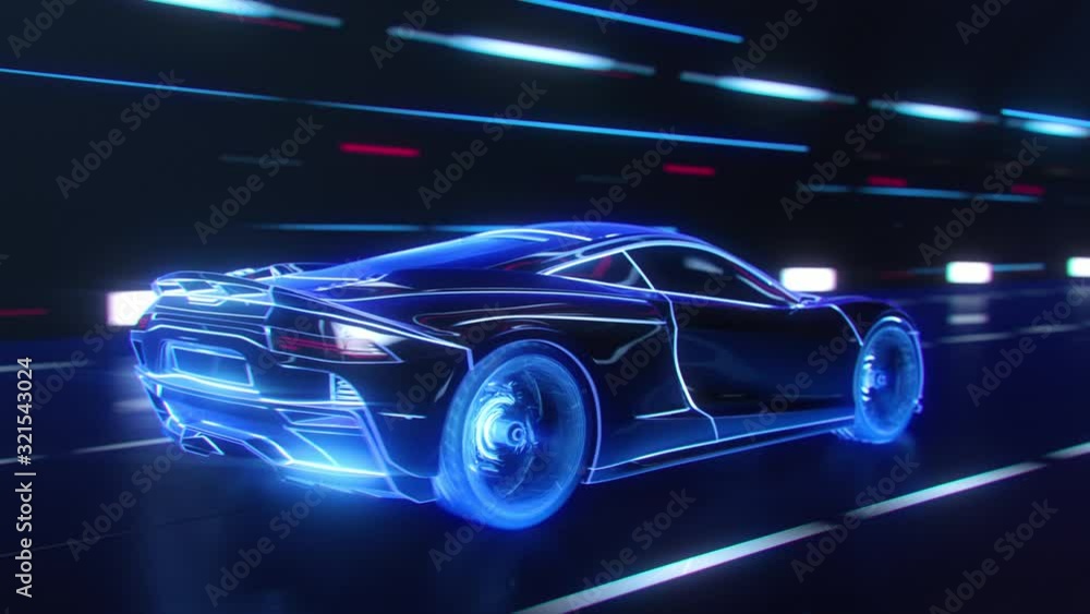 3D Car Model: Detailed Silhouette of Sports Car Driving at High Speed ...