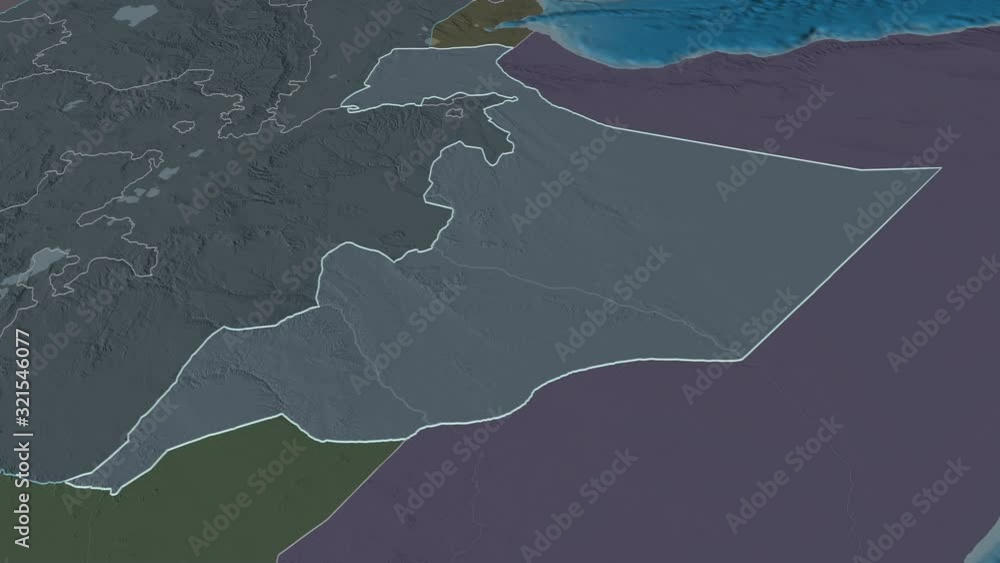 Somali, state with its capital, zoomed and extruded on the ...
