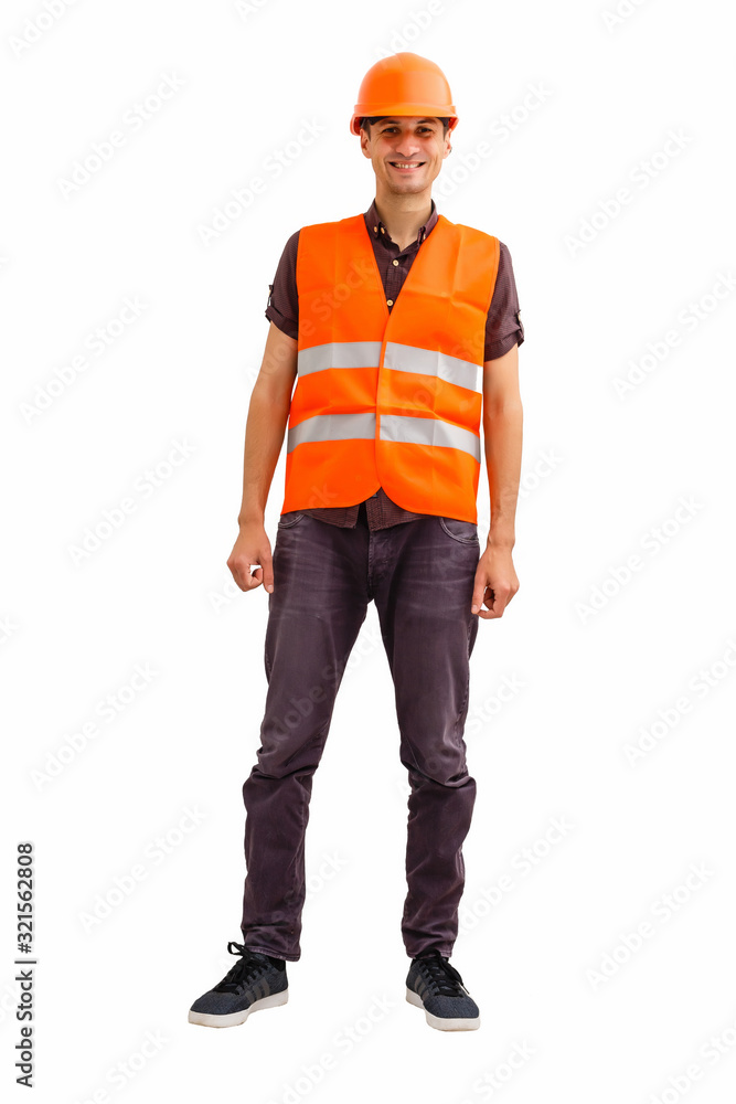 Stock image of male construction worker over white background Stock ...