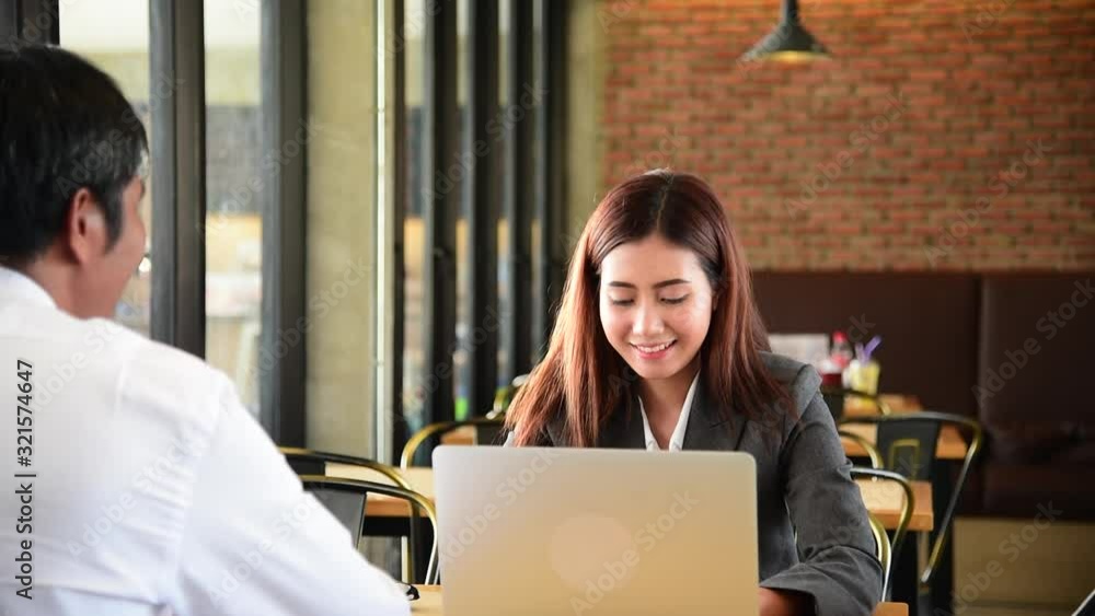 Business people talking job interview by HR officer shaking hands in ...