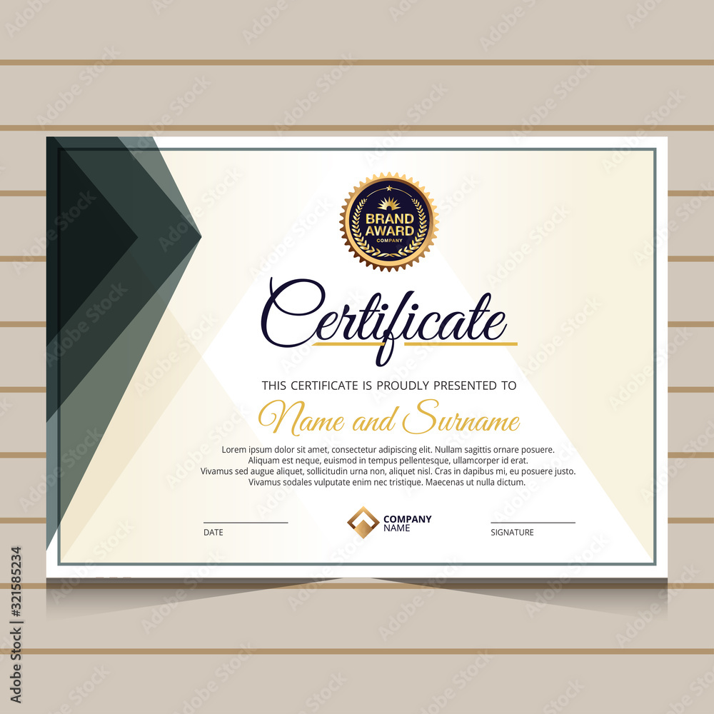 Elegant gold diploma certificate template. Can be used for print ...