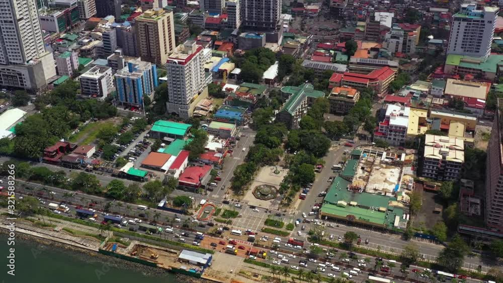 Aerial Philippines Manila Malate Waterfront September 2019 Sunny Day 4K ...