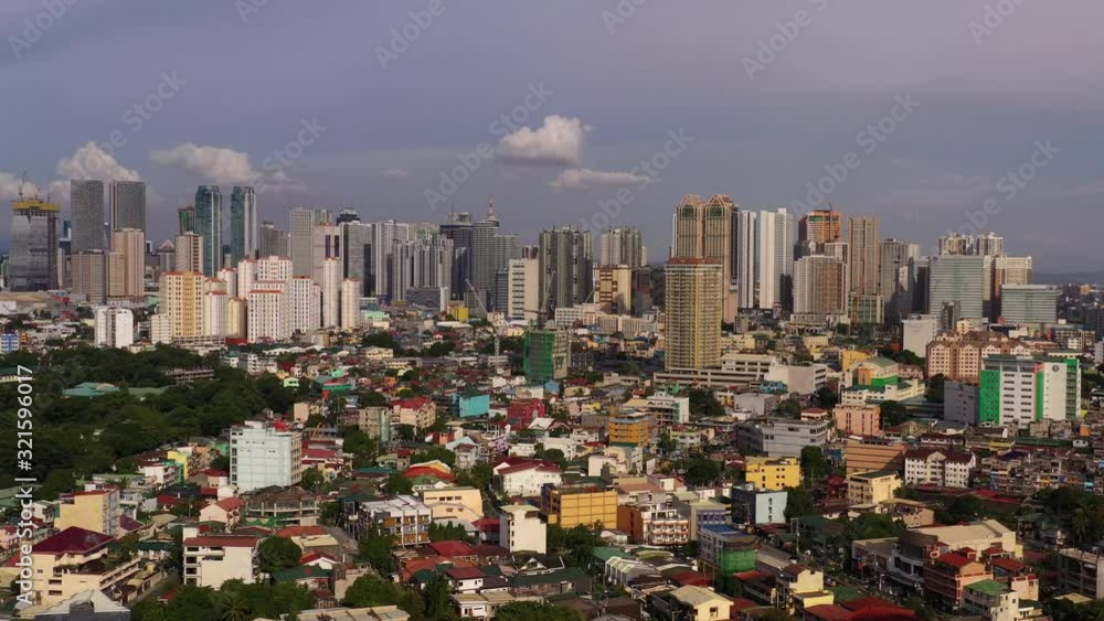Aerial Philippines Manila Mandaluyong City September 2019 Sunny Day 4K ...