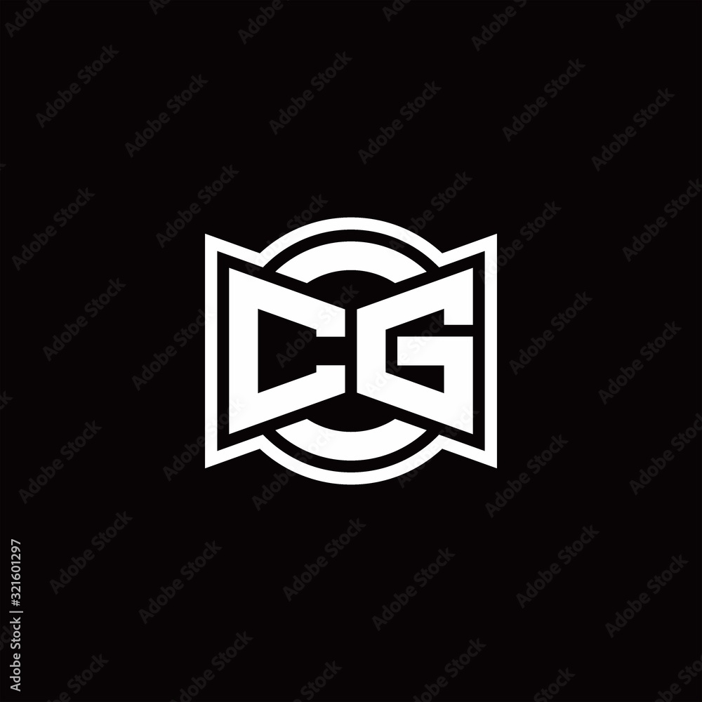 CG logo monogram with ribbon style circle rounded design template Stock ...