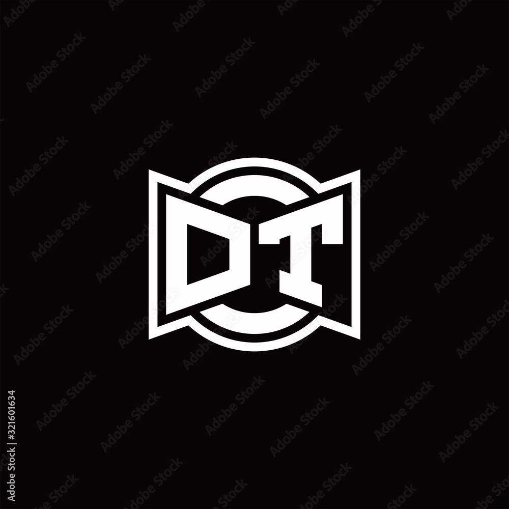DT logo monogram with ribbon style circle rounded design template Stock ...