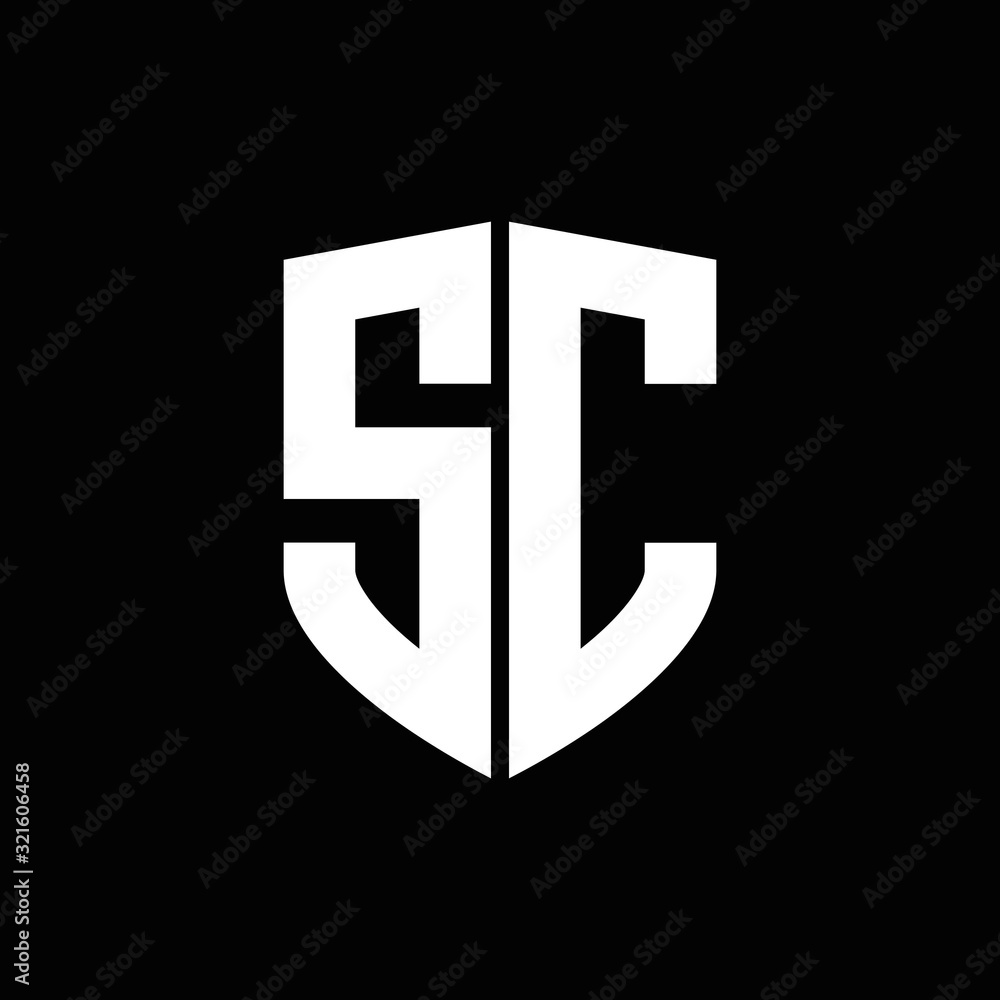 SC logo monogram with shield shape design template 素材庫向量圖 | Adobe Stock