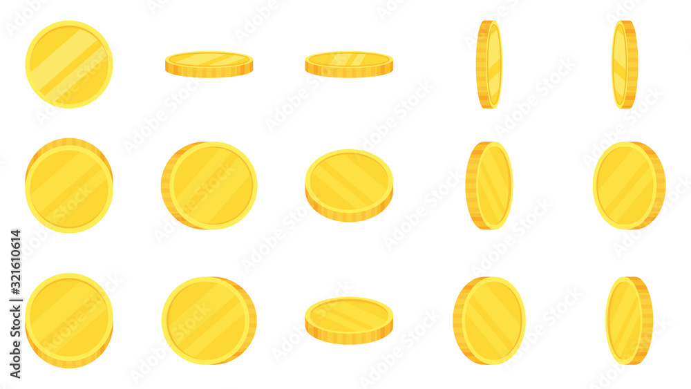 Sprite sheet of gold coins rotation. Stock Vector | Adobe Stock