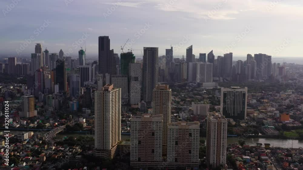 Aerial Philippines Manila Mandaluyong City September 2019 Sunny Day 4K ...