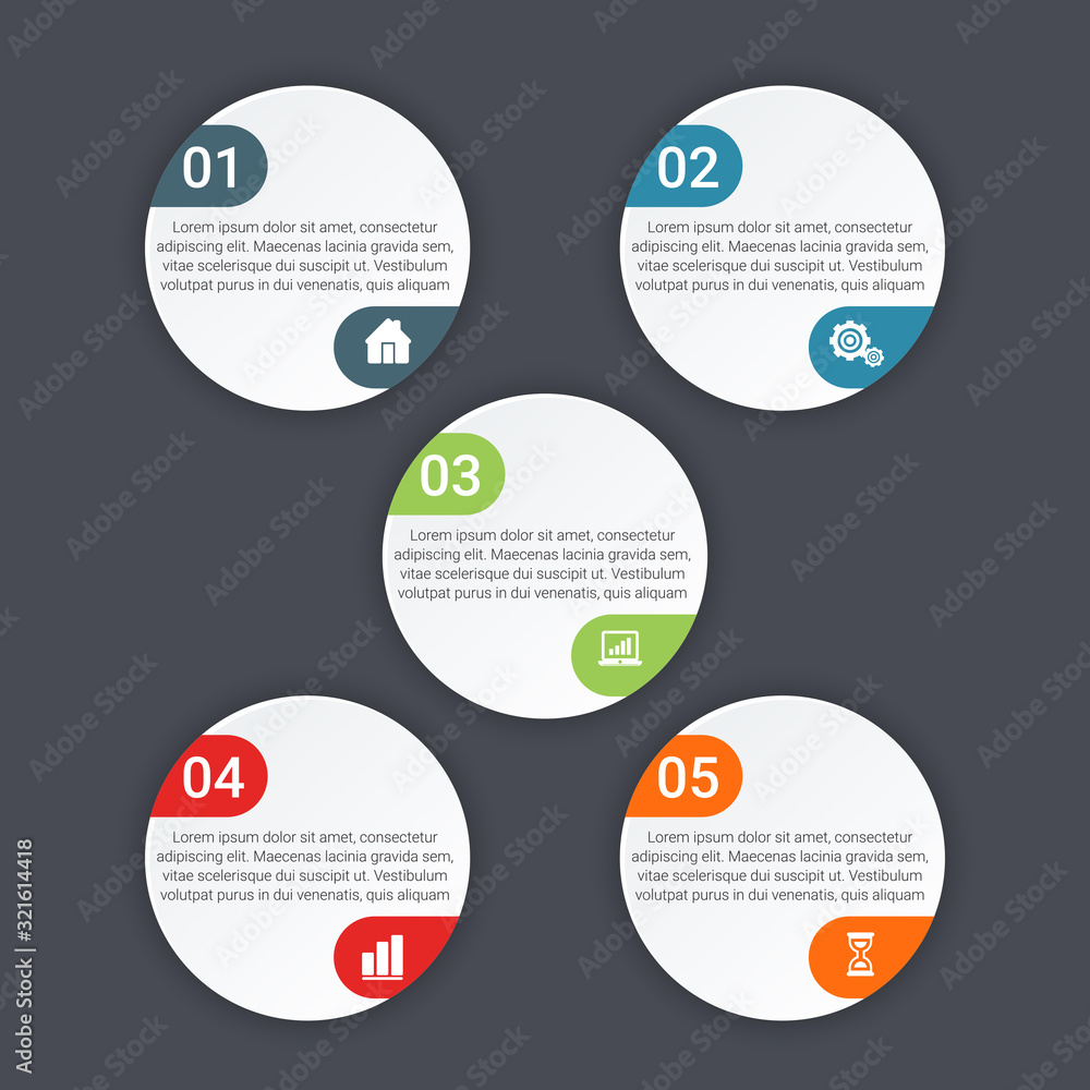 Fototapeta mapa świata dla dzieci Vector Infographic label design template with icons and ...