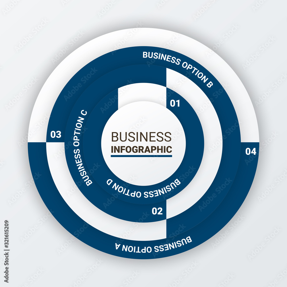 Abstract 3D infographic template with steps for success. Business circle template with options ...