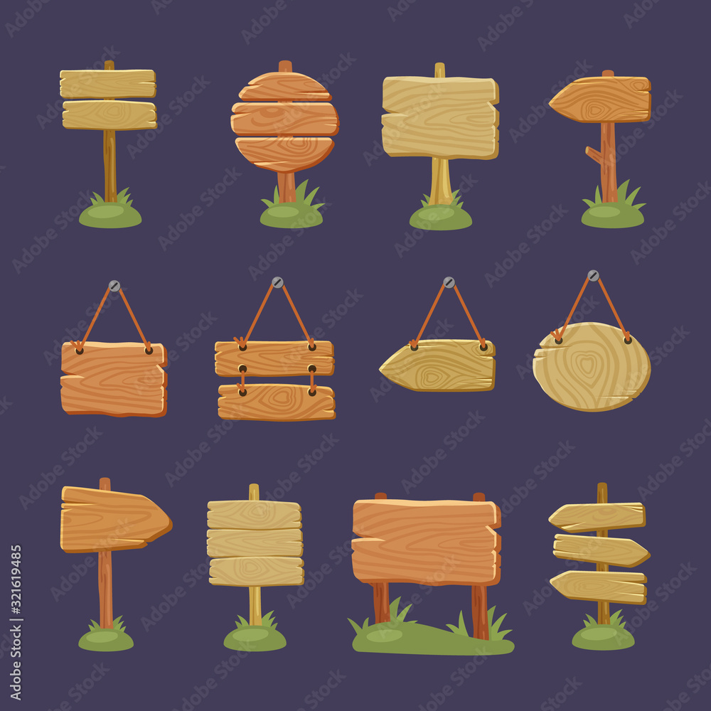 wooden signboards. outdoor directional arrow from wood texture empty ...