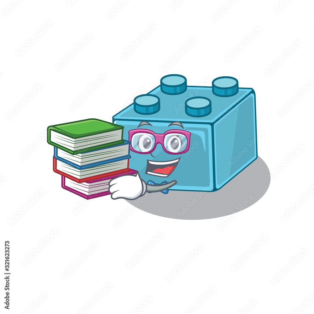 mascot cartoon of lego brick toys studying with book Stock Vector ...