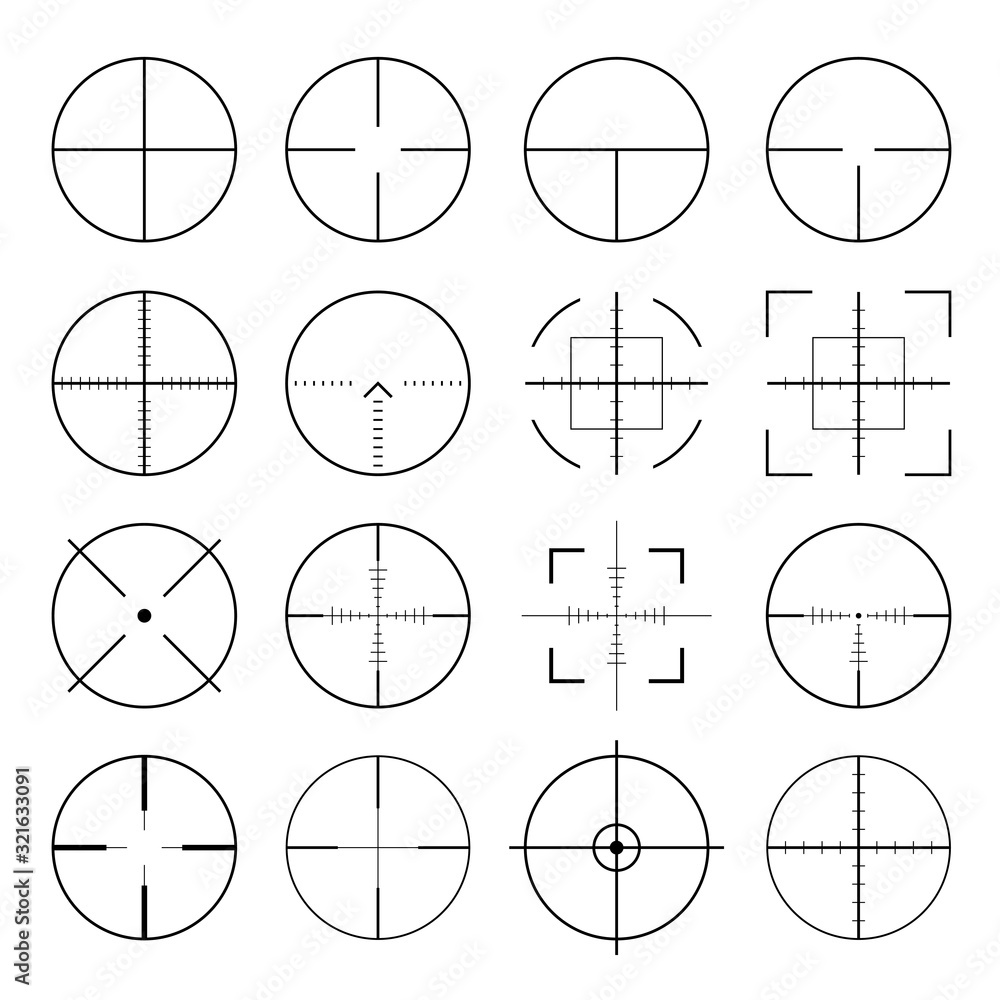 Pack of sniper rifle aims isolated. Crosshairs target choose ...
