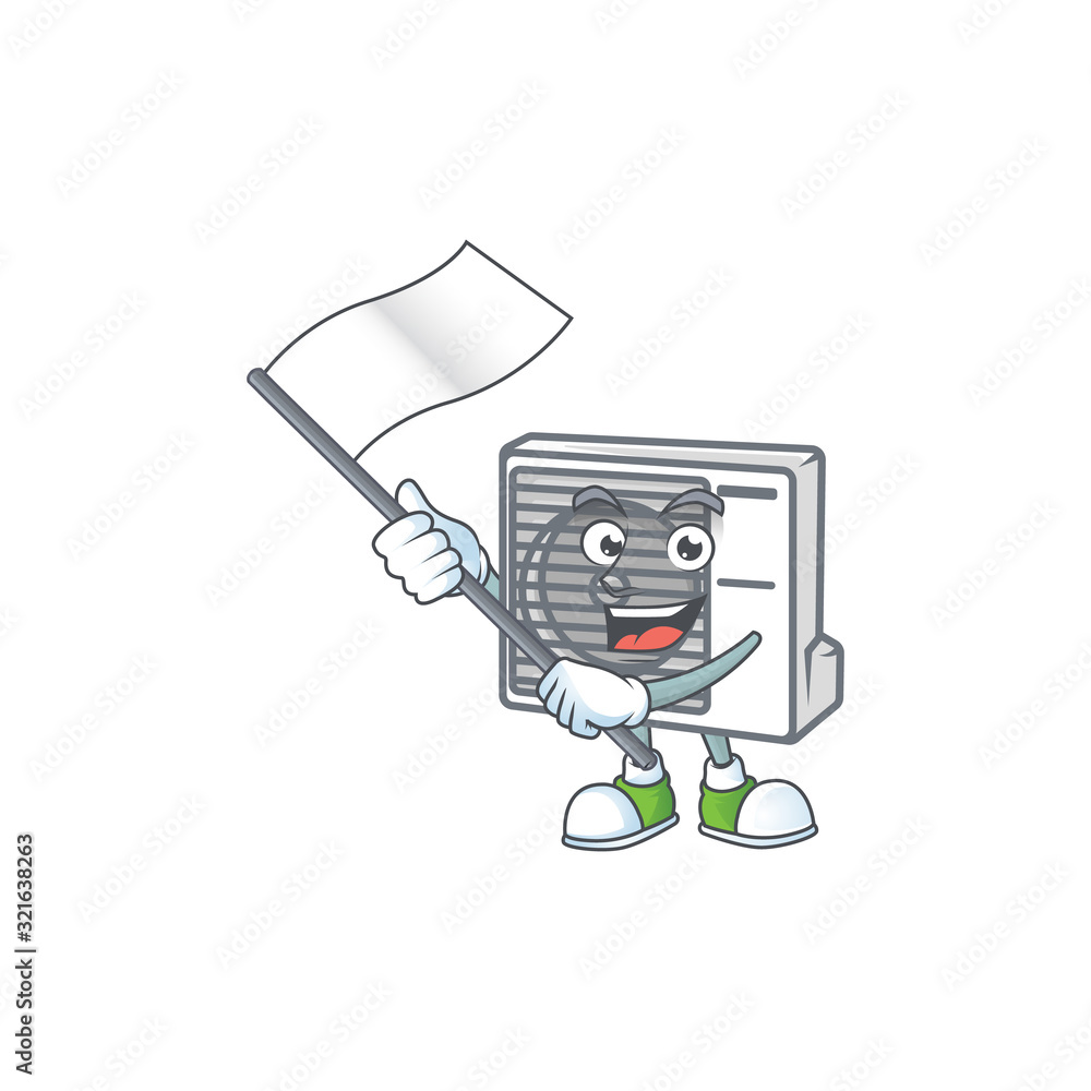 Funny split air conditioner cartoon character design with a flag Stock ...