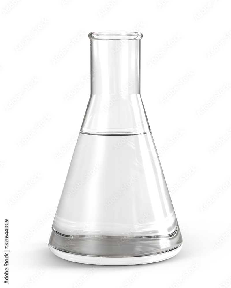 Erlenmeyer Flask. Glass Conical Lab Container Filled by Transparent ...