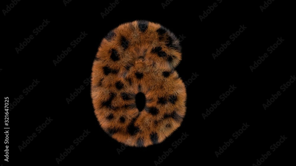 3d animated furry leopard typeface text with alpha channel 6 Stock ...