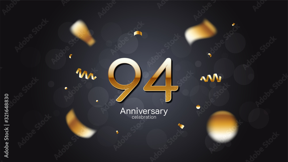 94th anniversary celebration Gold numbers editable vector EPS 10 shadow ...