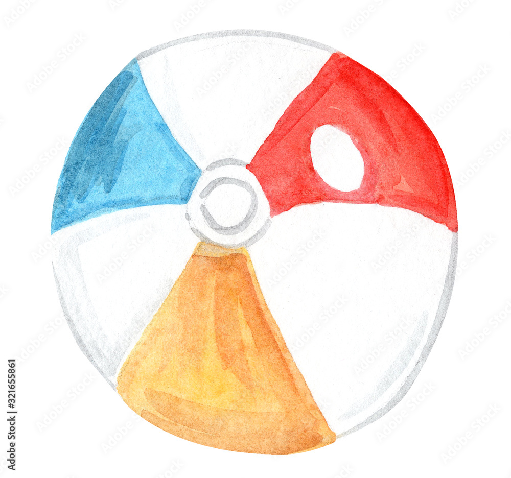 watercolor hand drawn colorful ball isolated on white background ...