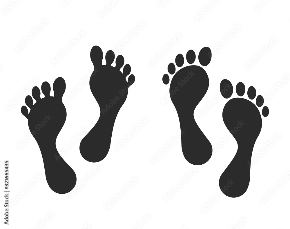 Human foot. Footprint path, footprints. illustration concept image icon ...