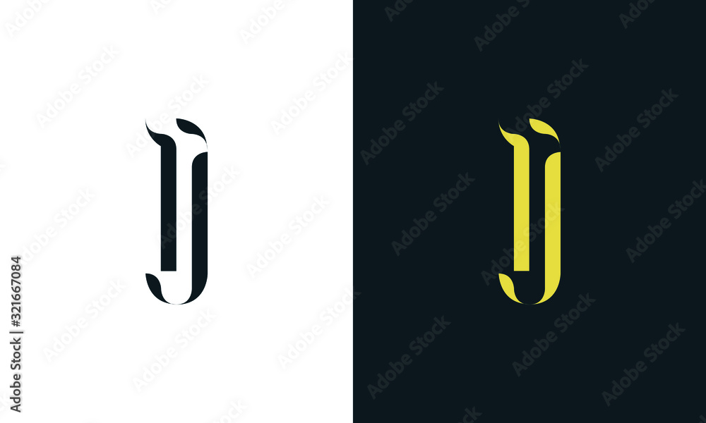Minimalist abstract line art letter TJ logo. This logo icon incorporate ...