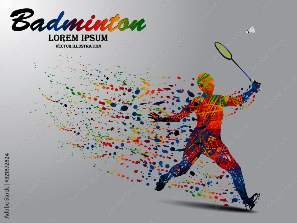 Visual drawing of sport man in start badminton game at fast of speed on ...