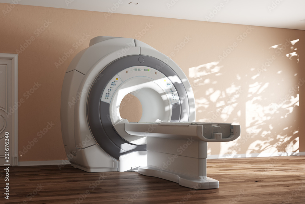 MRI Magnetic resonance imaging scan device in beige minimalistic ...