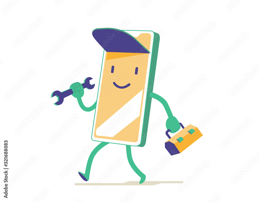 Assistenza tecnica rapida. Personaggio simpatico del meccanico con ...