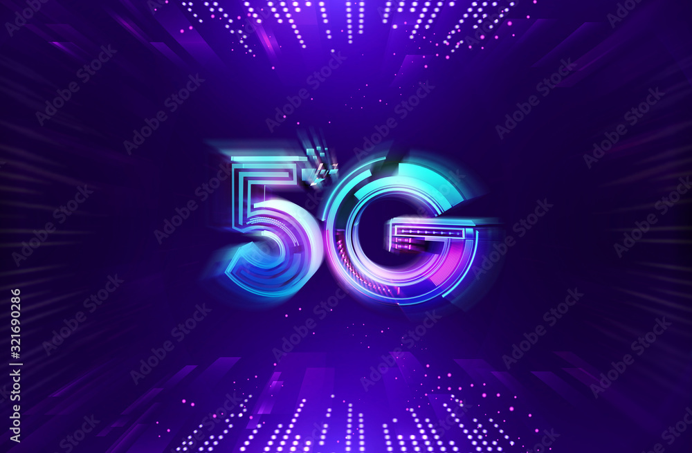 5g logo abstract dark background with empty space. Concept of 5g ...