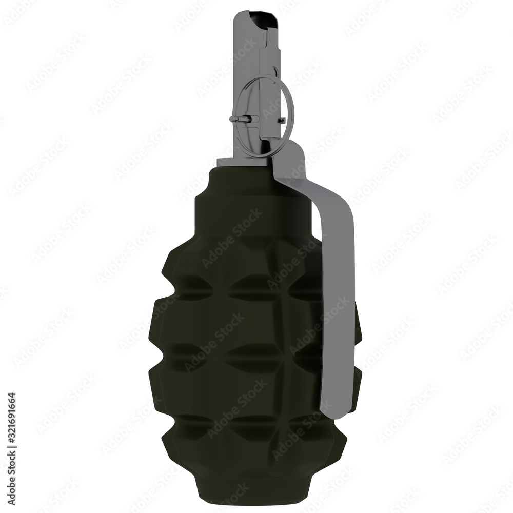 Grenade on a white background. Isolate. 3D rendering of excellent ...