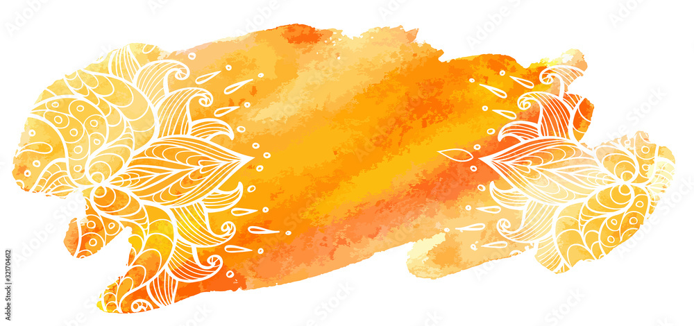 Colorful watercolor orange gradient background. Lotus flower. Vector ...