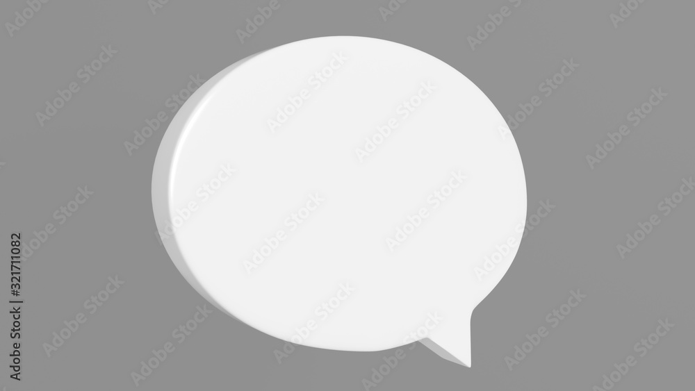 3D render illustration of word balloon icon symbol of communication ...