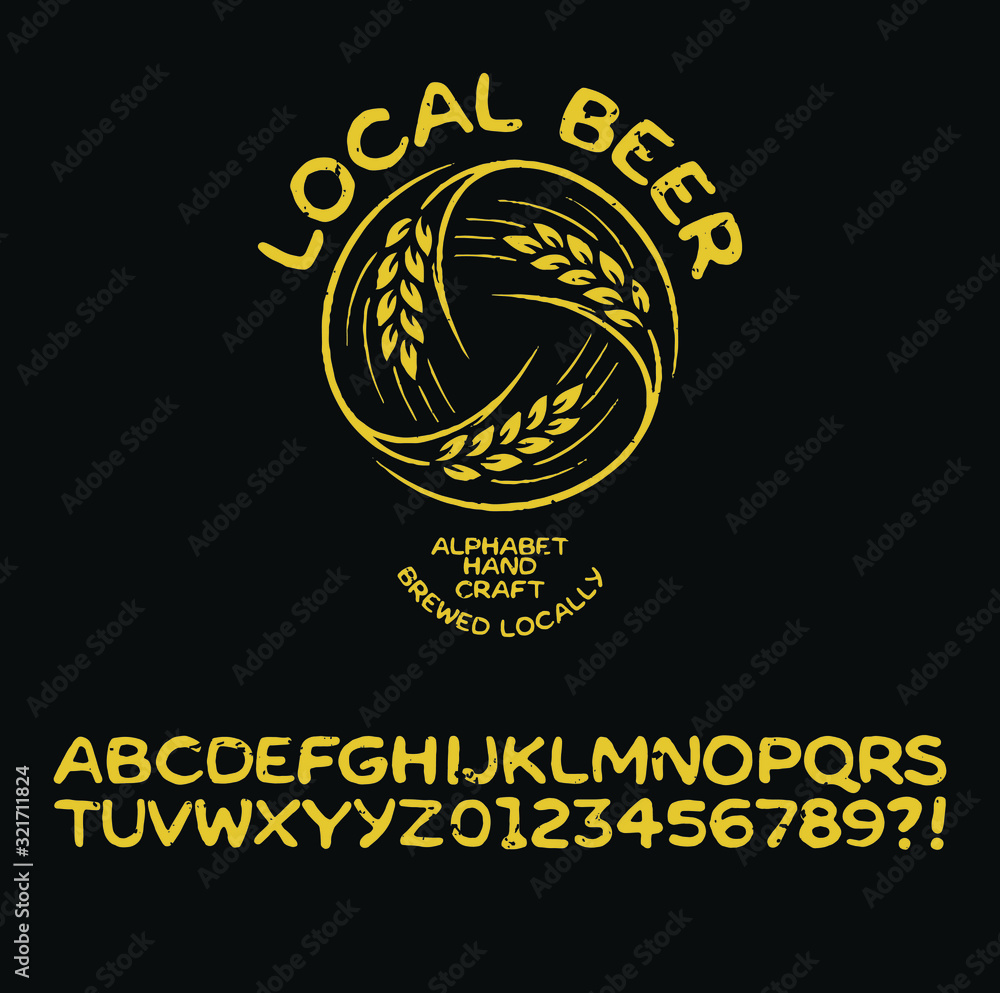 Brewery vintage alphabet font. Custom handwritten alphabet. Retro ...