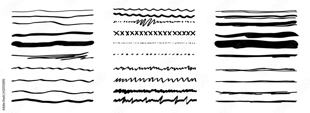 Line hand drawn vector set isolated on white background. Collection of ...