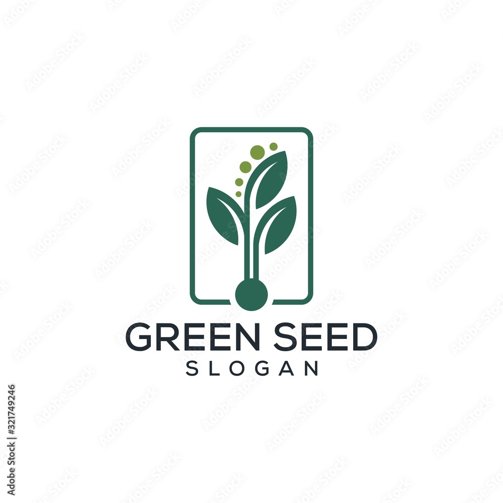 Green Seed Leaf farm icon logo design vector template download Stock ...