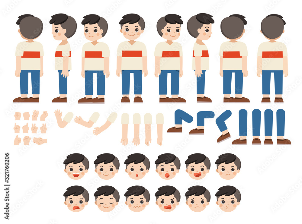 Mascot creation kit of little boy for different poses . Vector ...