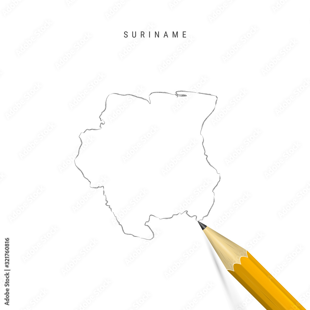 Suriname freehand pencil sketch outline vector map isolated on white ...