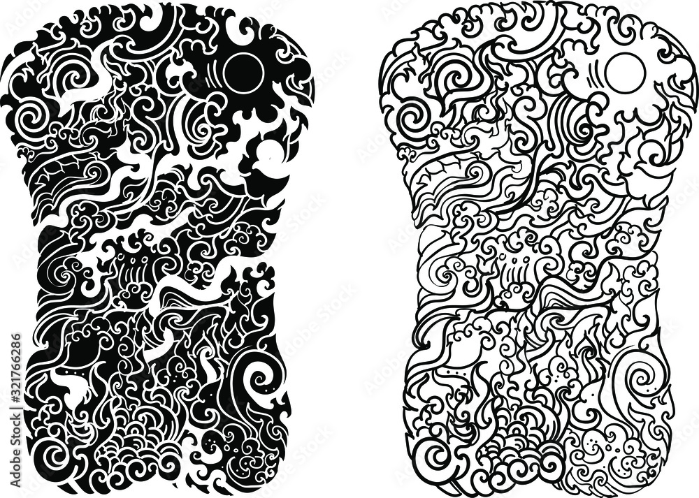Line Thai water wave design for tattoo.Japanese wave for tattoo ...