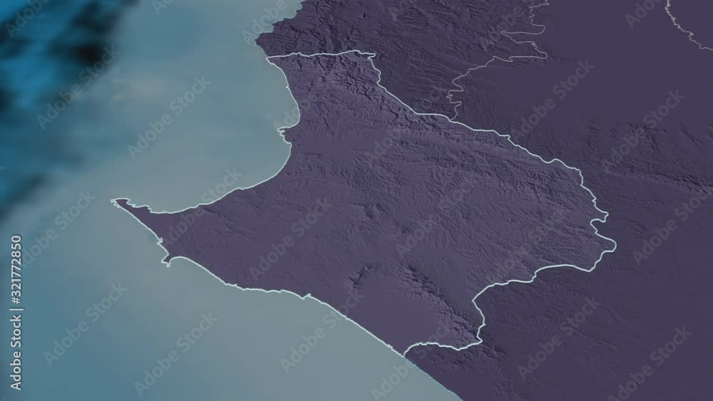 Santa Elena, province with its capital, zoomed and extruded on the ...