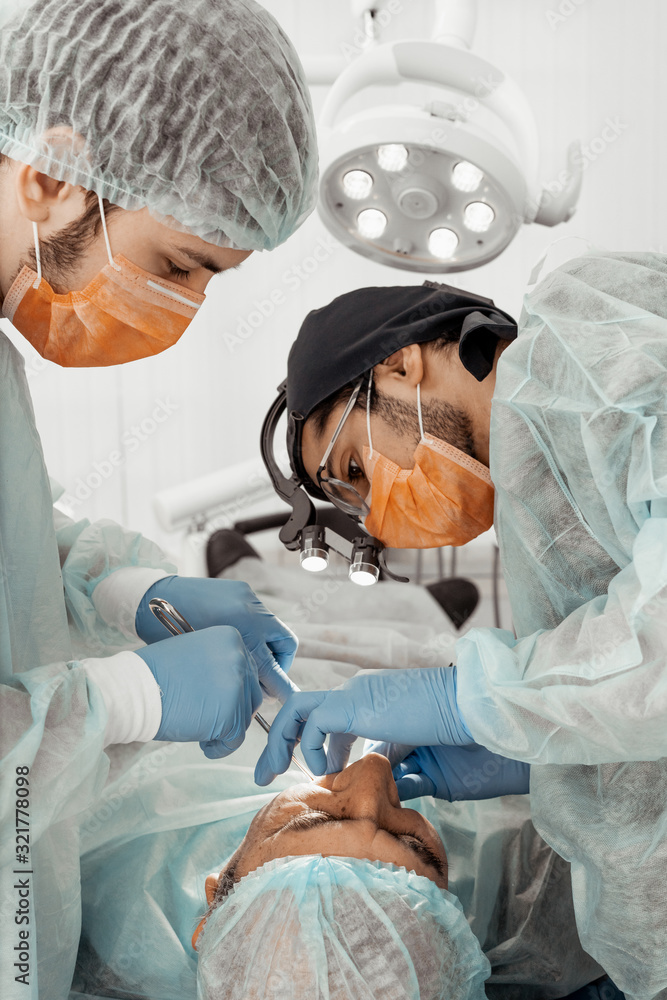 Dentists will perform an operation, implant placement. Real operation ...