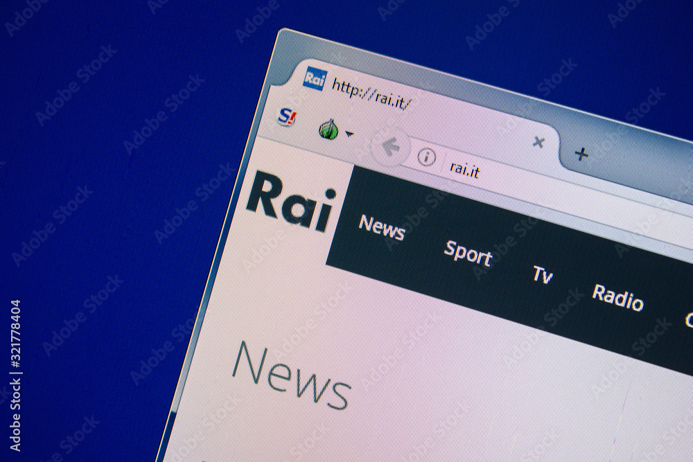 Ryazan, Russia - July 24, 2018: Homepage of Rai website on the display ...