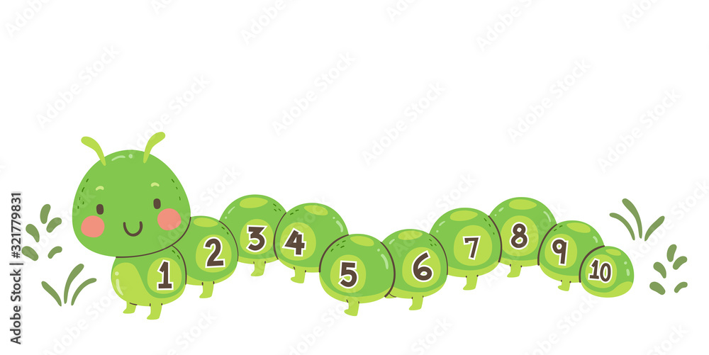 Caterpillar Numbers Illustration Stock Vector | Adobe Stock