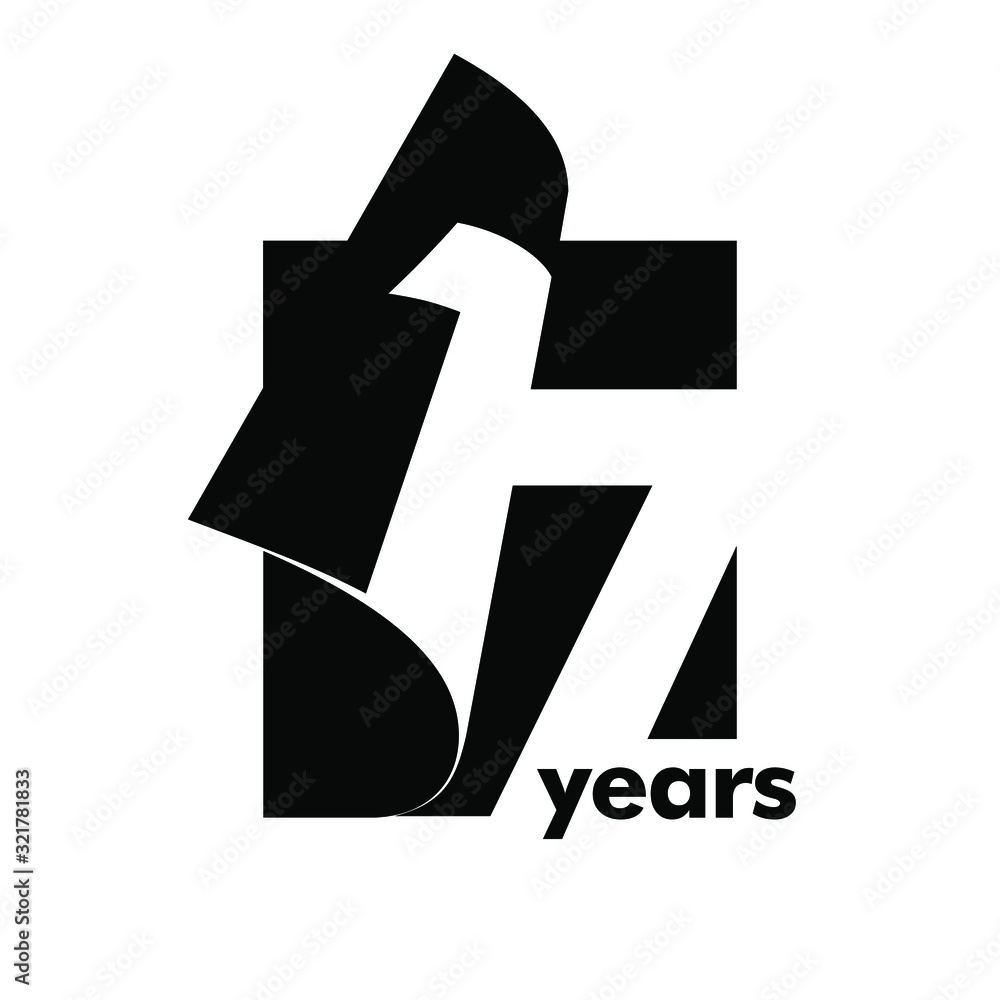 Isolated abstract logo 17 years. In the form of an open book, magazine ...