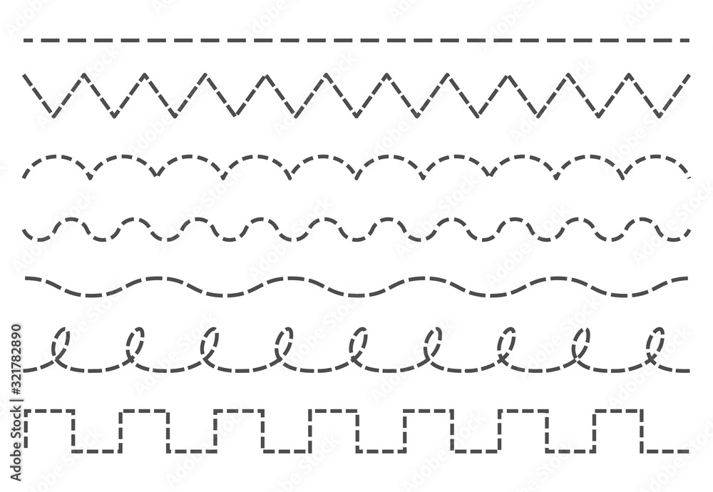 Collection of dash line stroke vector set - Vector illustration Stock ...