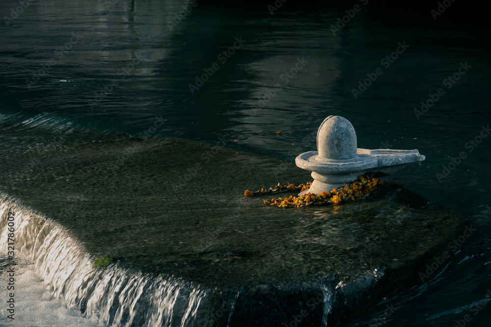 Shivling in the middle of river Ganga Stock Photo | Adobe Stock
