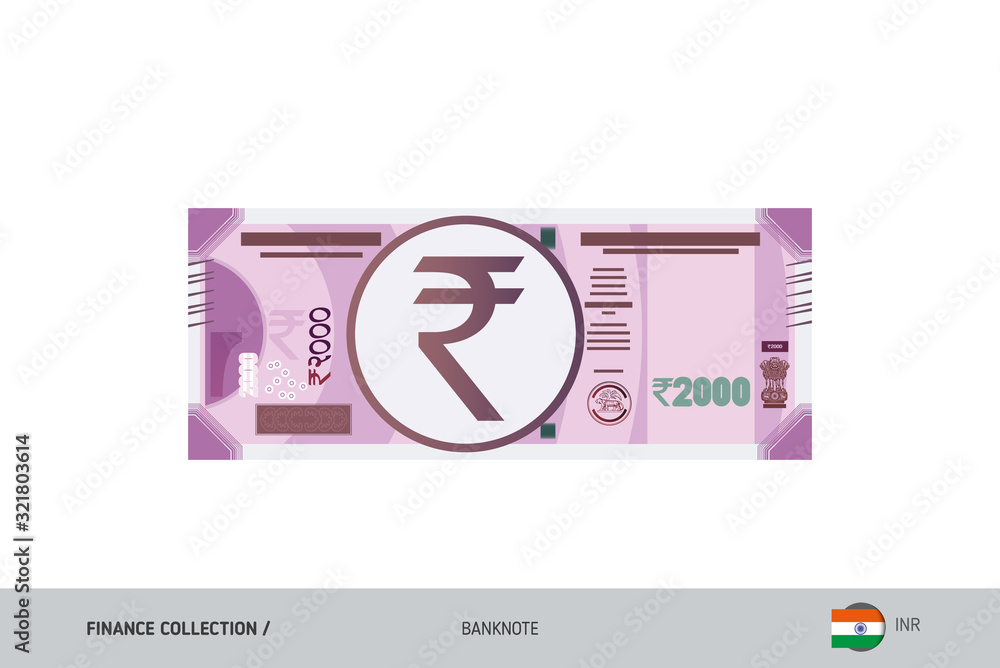 2000 Indian Rupee Banknote. Flat style highly detailed vector ...