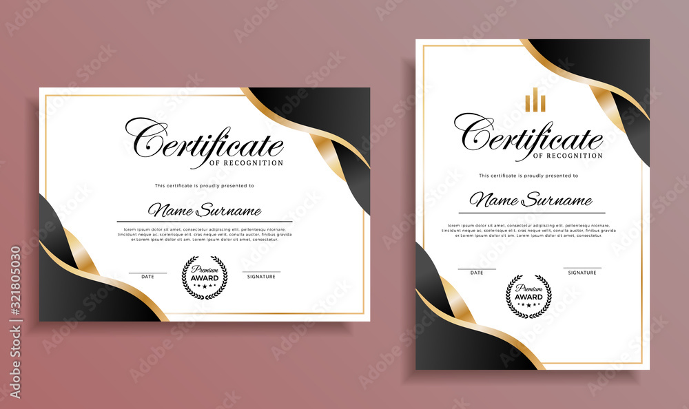 Professional Modern Certificate Template Design Stock Vector | Adobe Stock