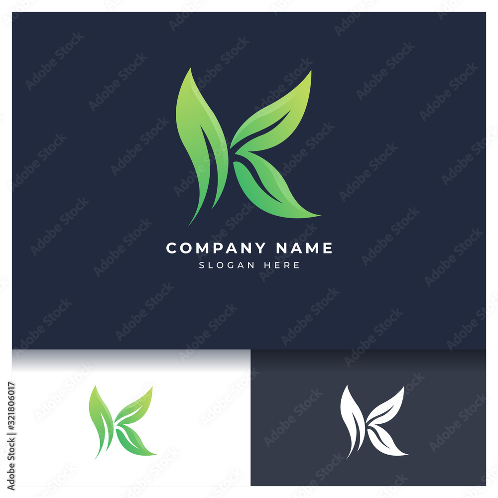 letter k nature logo design Stock Vector | Adobe Stock